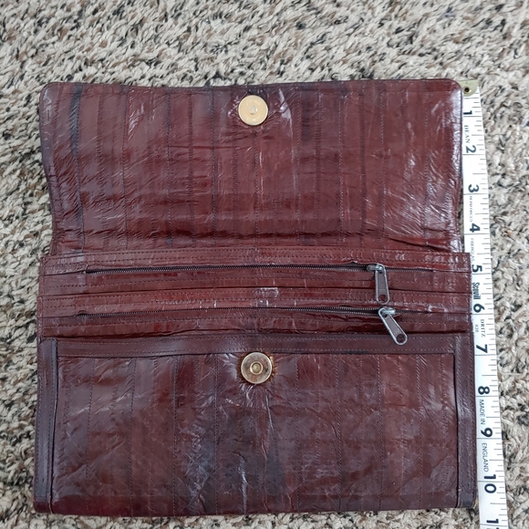 Bags | Vintage Brown Eel Skin Slim Sexy Envelope Clutch | Poshmark